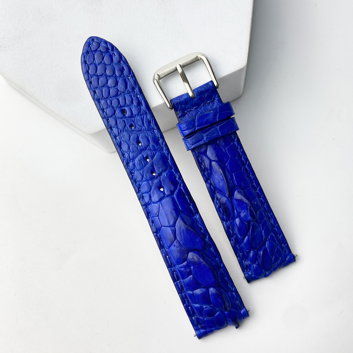 Blue Genuine Alligator Skin Watch Band Leather Handmade Watch Strap ...