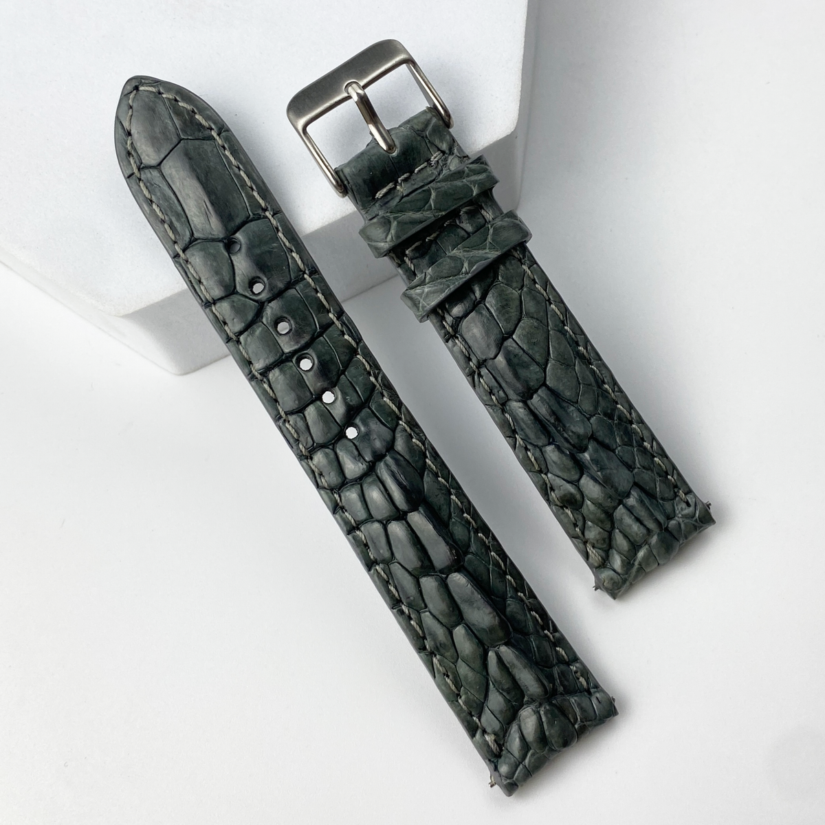 Gray Alligator Leather Watch Band | Crocodile Watch Strap For Men ...