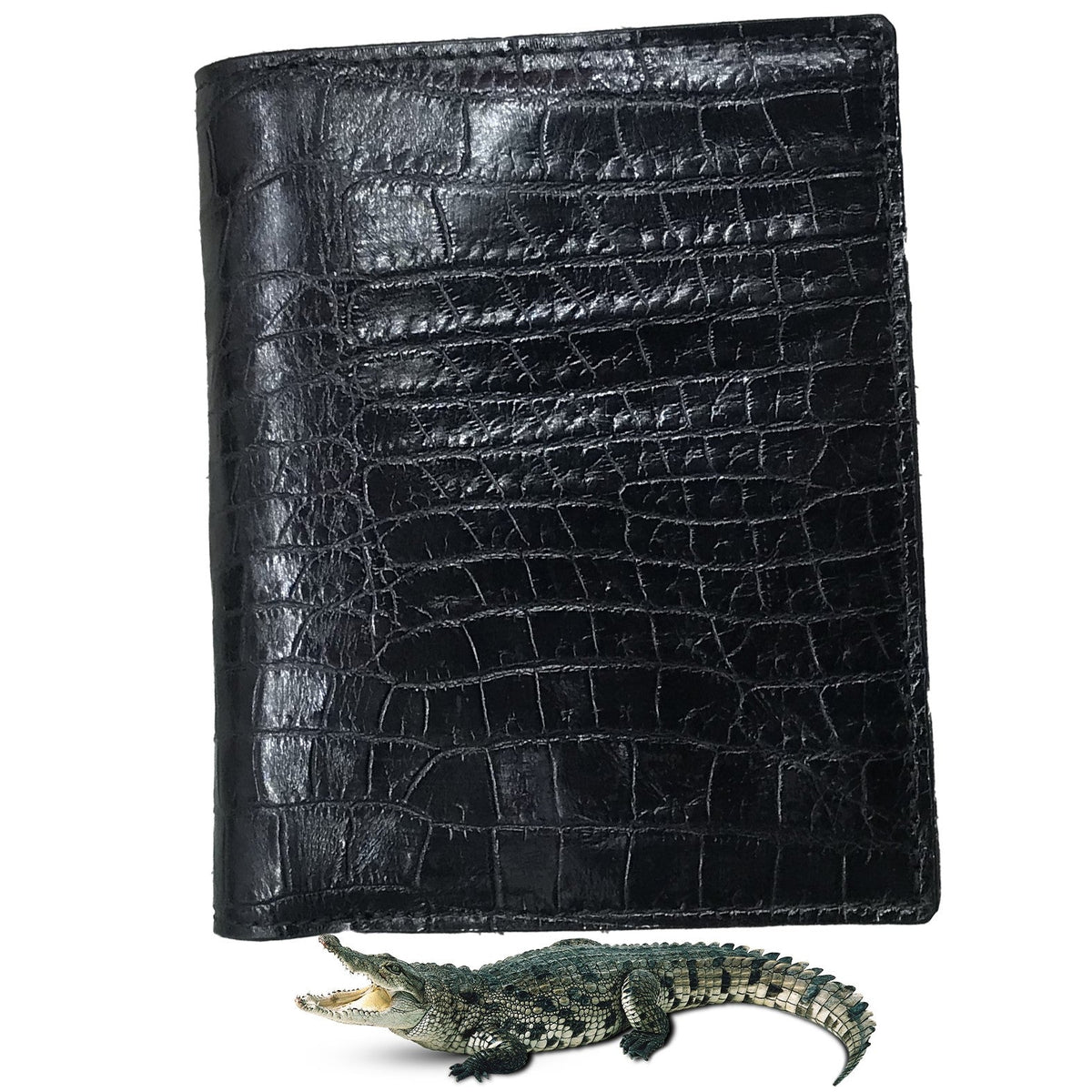 Best Genuine Men Black Leather Alligator Bifold Wallet RFID Blocking ...