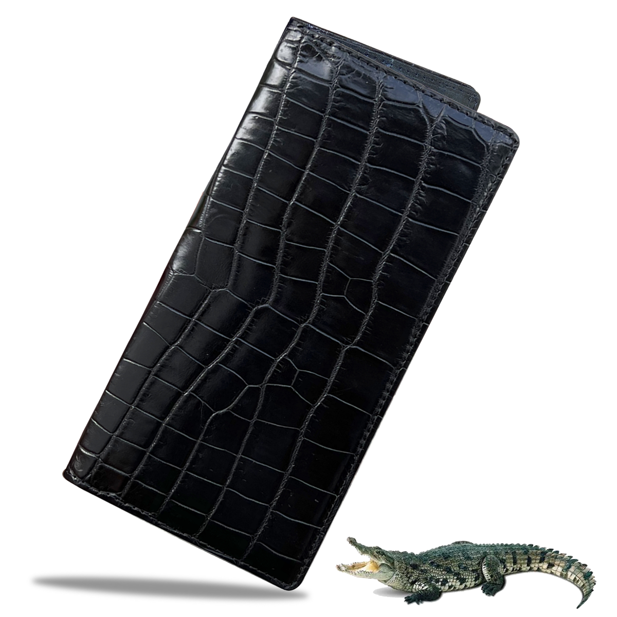 Classic Genuine Alligator Long Wallet Luxury crocodile checkbook ...
