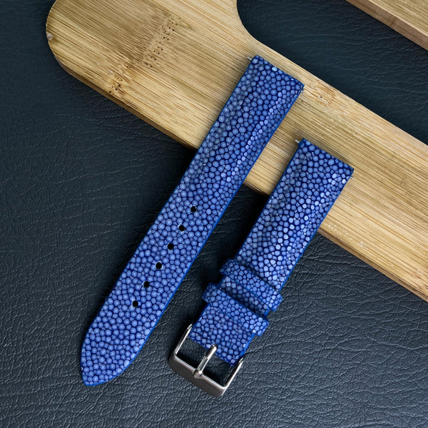 Blue Stingray Leather Watch Band With Silver Buckle For Men – Vinacreations