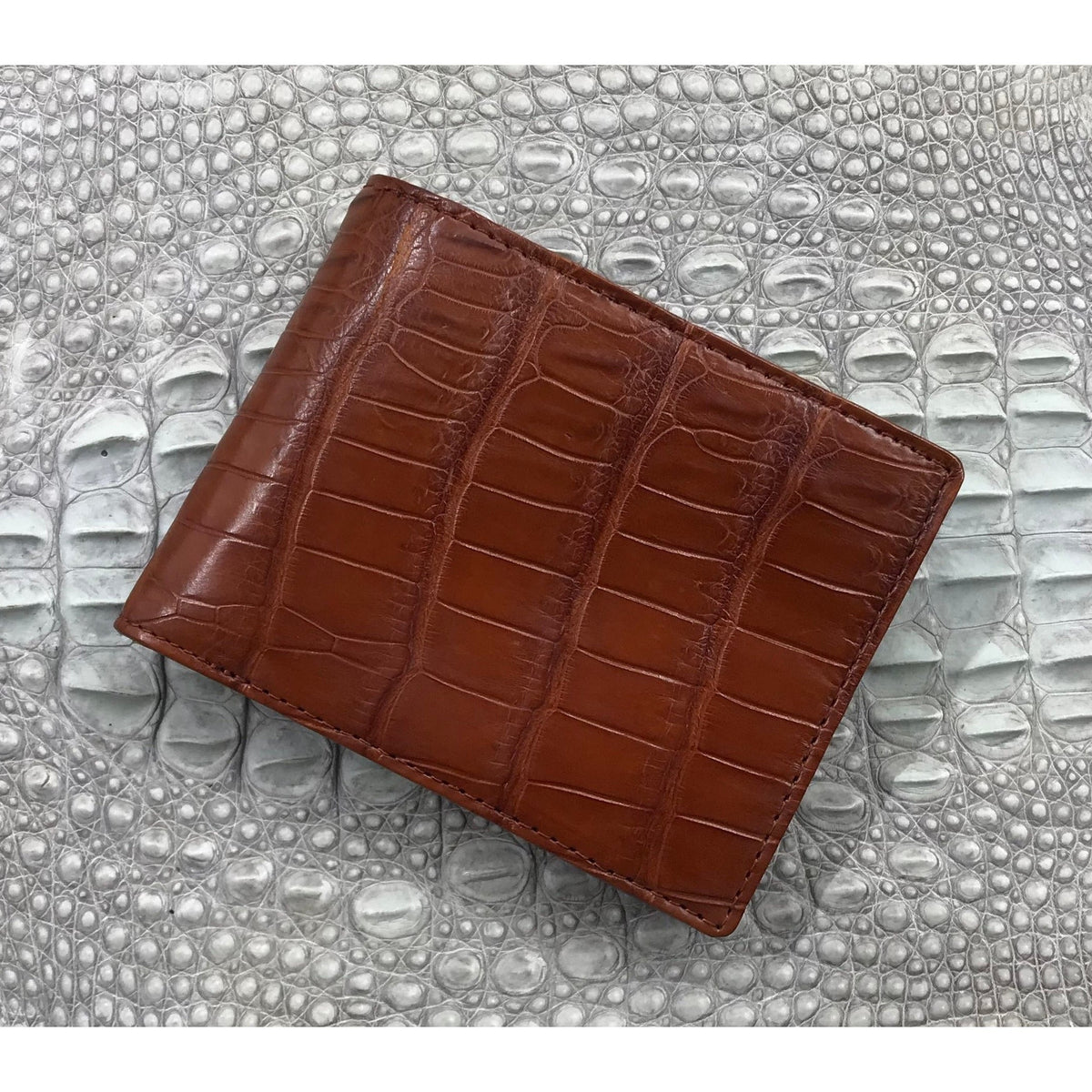 Best Genuine Brown Leather Alligator Bifold Wallet RFID Blocking ...