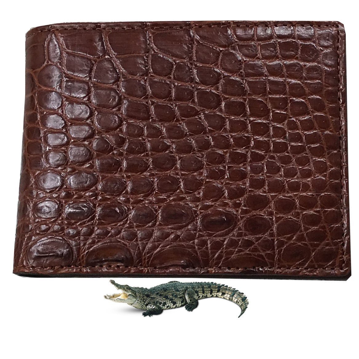 Best Genuine Men Brown Leather Alligator Bifold Wallet RFID Blocking ...