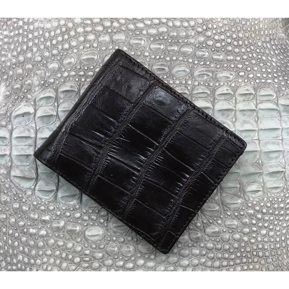 Best Genuine Dark Brown Leather Alligator Bifold Wallet RFID Blocking ...
